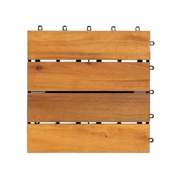 WRIGHTMASTER 1 ft. x 1 ft. Quick Deck Solid Acacia Wood Interlocking ...