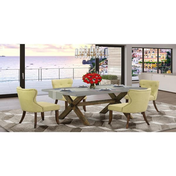 East West Furniture 5-Piece Rectangle Natural Oak Finish Solid Wood Top ...