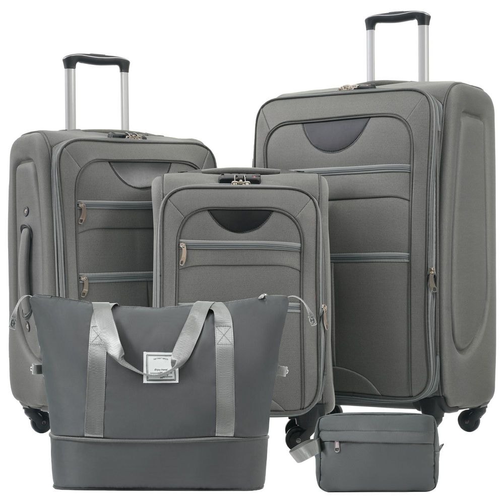 Tatahance 3-Piece Gray Softside Lightweight Luggage Set with Spinner ...