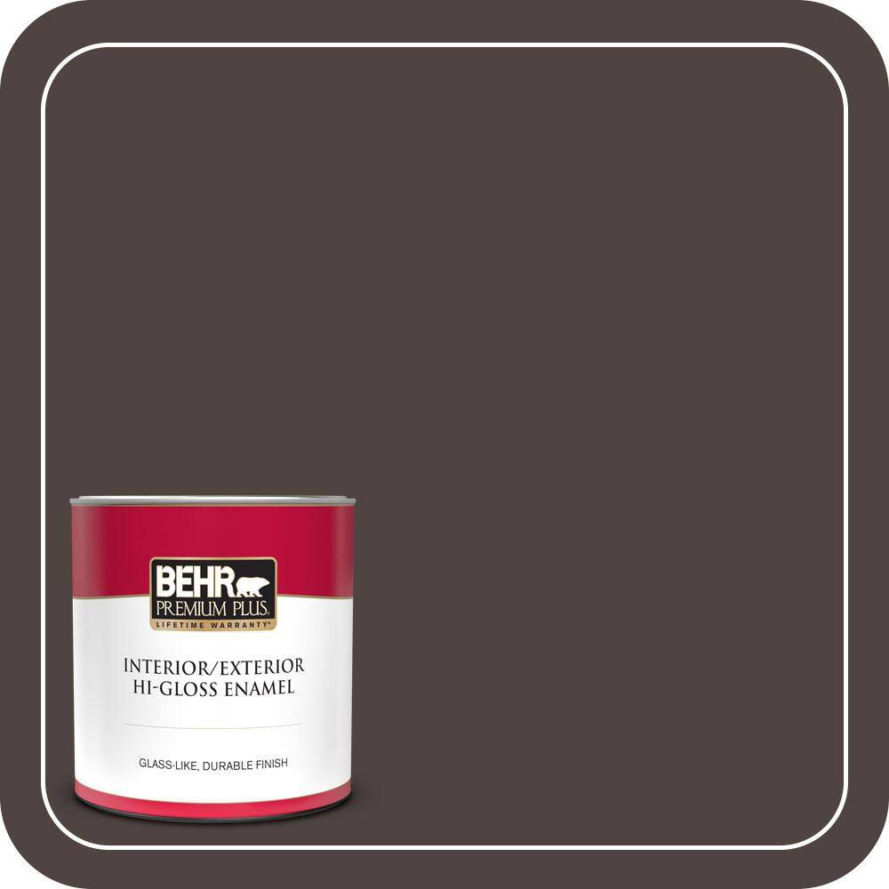 BEHR PREMIUM PLUS 1 qt. #790B-7 Bitter Chocolate Hi-Gloss Enamel ...