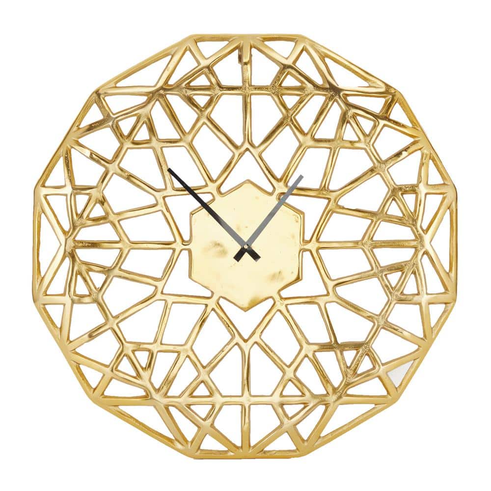 Litton Lane Gold Aluminum Contemporary Wall Clock 041284 - The Home Depot