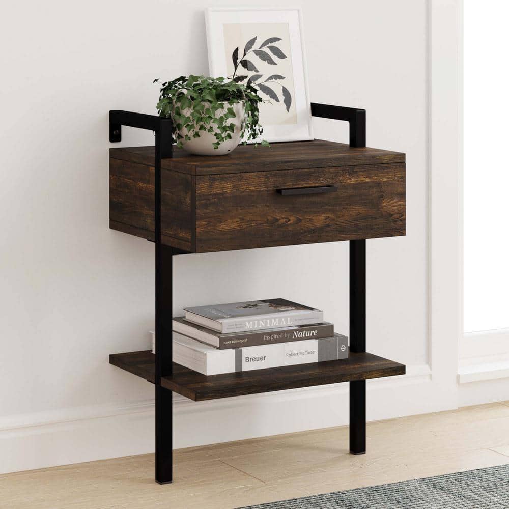 Reviews for Nathan James Jenny Rustic Wall Mount Nightstand with Drawer ...
