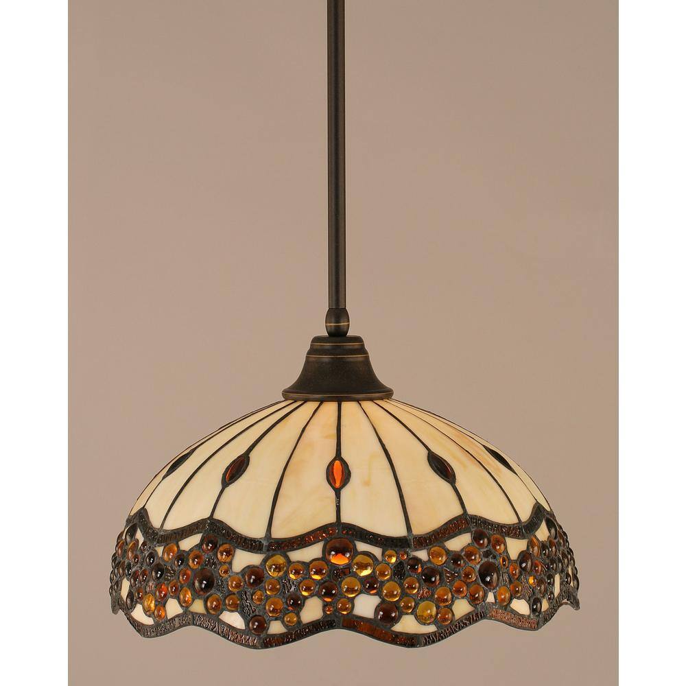 Sparta 100-Watt 1-Light Dark Granite Bowl Mini Pendant Light with Glass ...