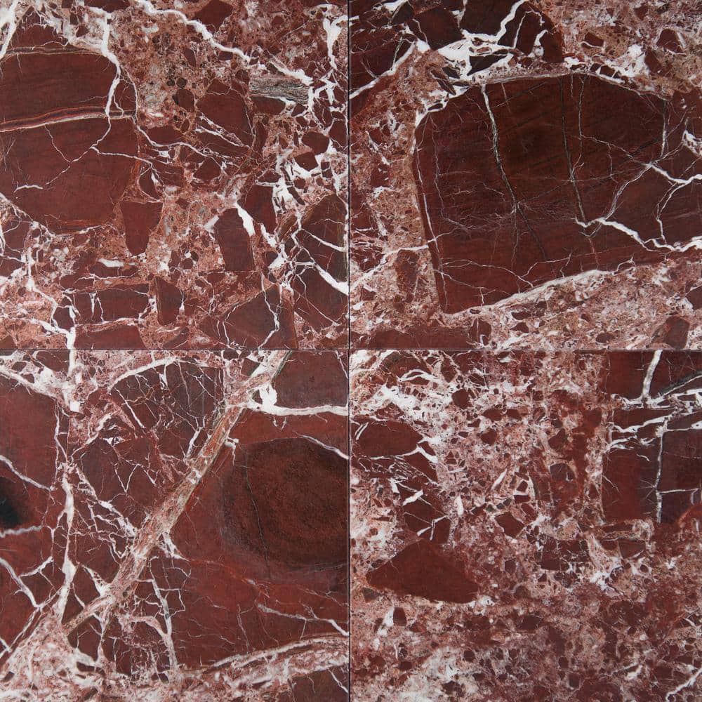 MSI Take Home Tile Sample - Rosso Levanto 4 in. x 4 in. Polished Marble ...