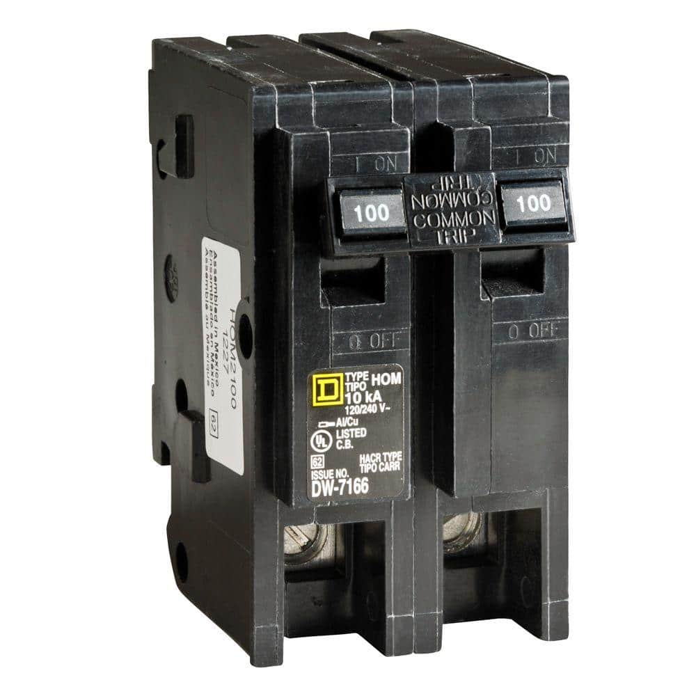 Square D Homeline 100 Amp 2-Pole Circuit Breaker (HOM2100C) HOM2100C ...