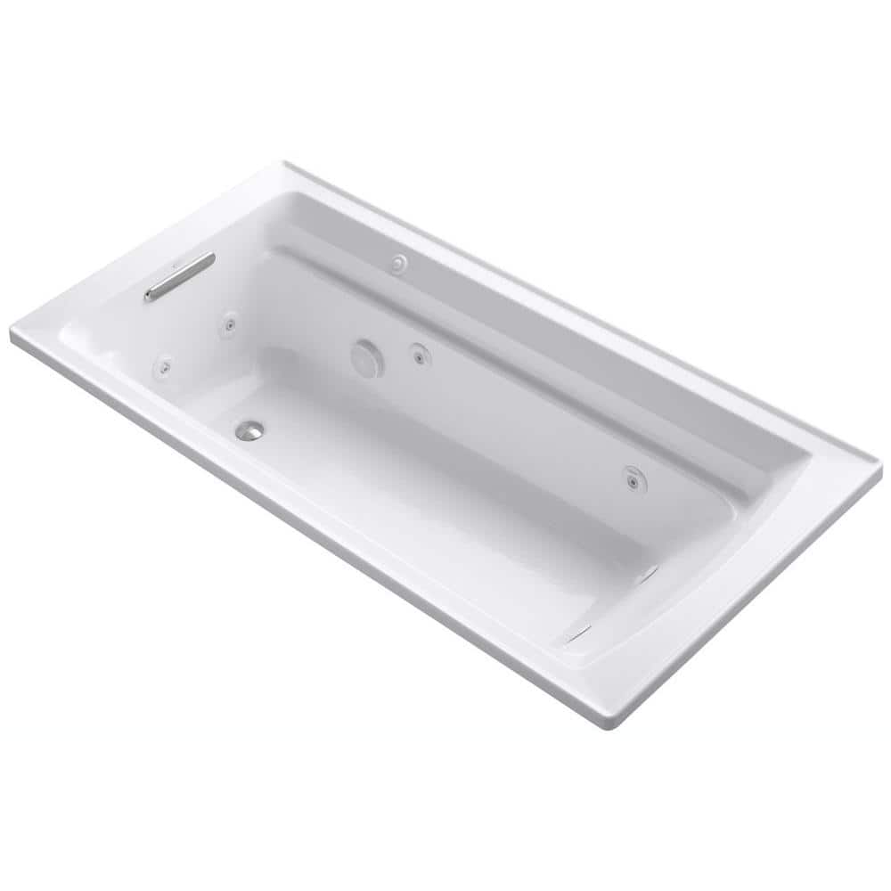 KOHLER Archer 6 ft. Acrylic Rectangular Drop-in Whirlpool Bathtub in ...