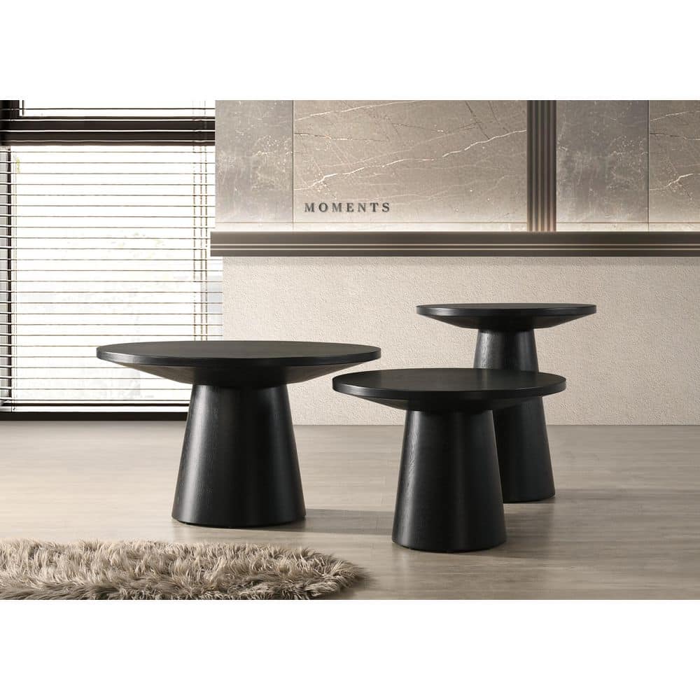 Best Master Furniture Terra 22 in. W Black Round Wood End Table TERRAE ...