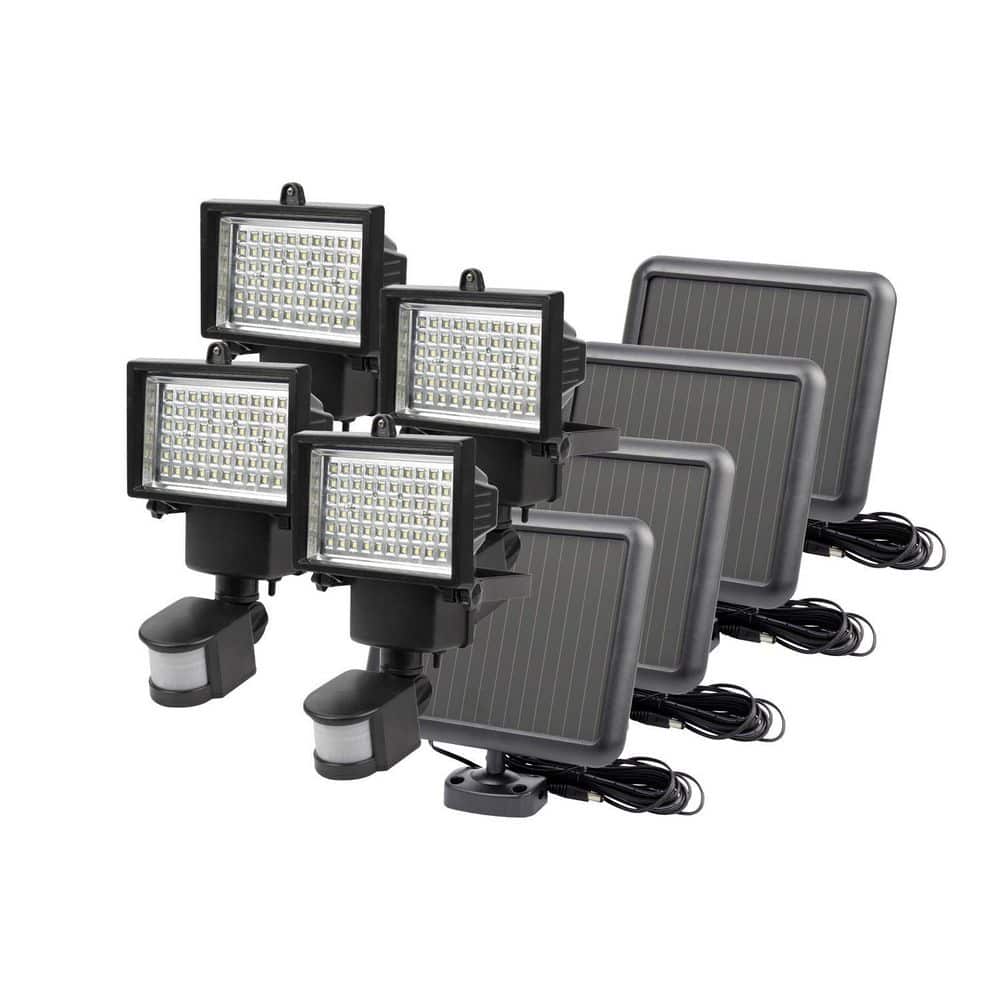NATURE POWER 60 LED Integrated LED Black Outdoor Solar Powered Motion ...