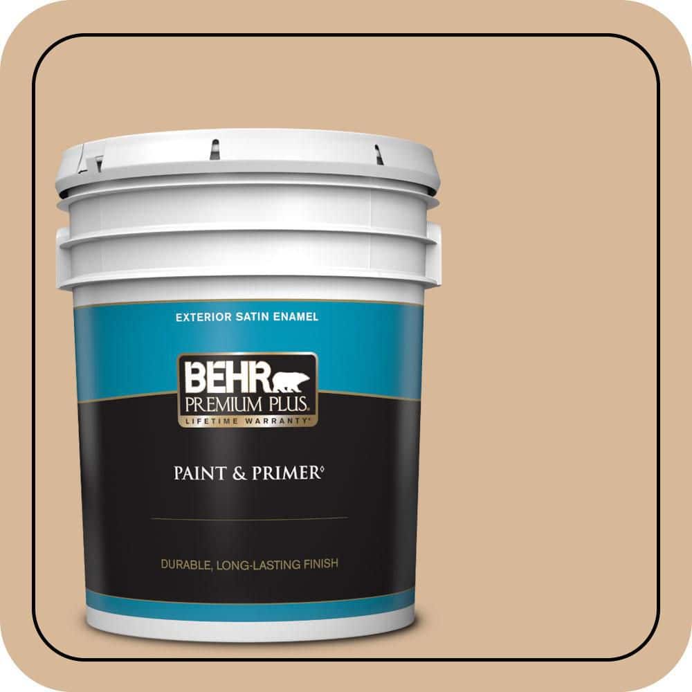BEHR PREMIUM PLUS 5 gal. #S260-3 Dusty Gold Satin Enamel Exterior Paint ...
