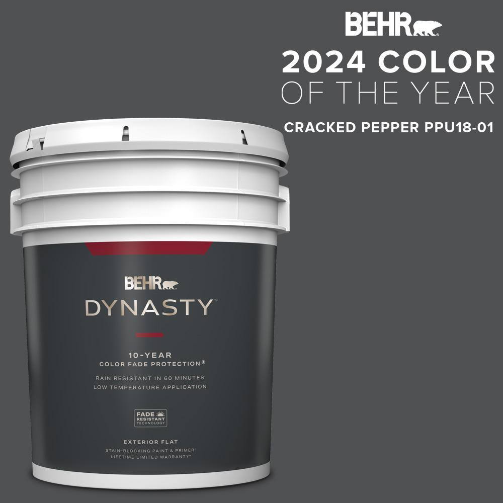 BEHR DYNASTY 5 gal. #PPU18-01 Cracked Pepper Flat Exterior Stain ...