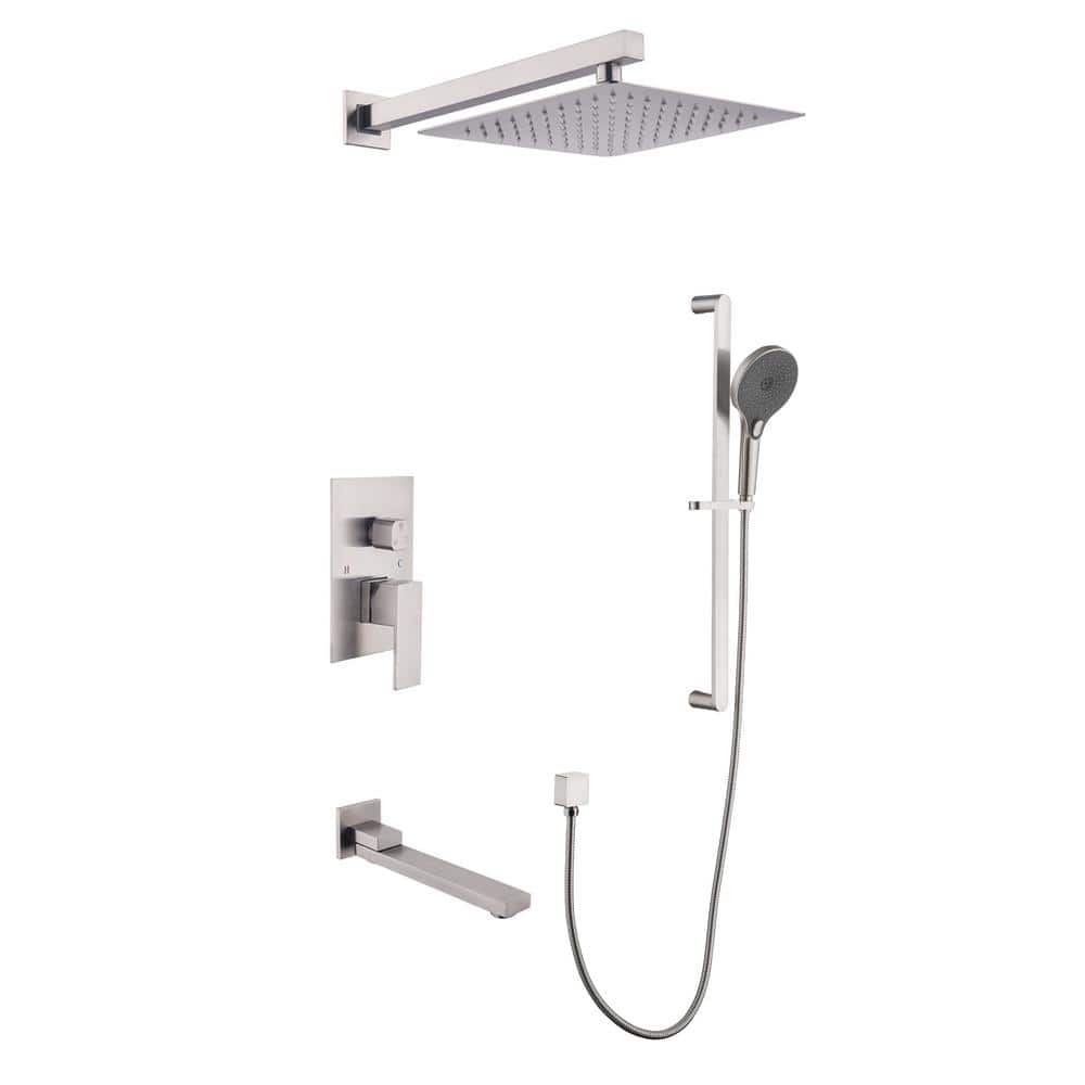 Nestfair 2-Spray Wall Bar Shower Kit with Hand Shower and Shower Faucet ...