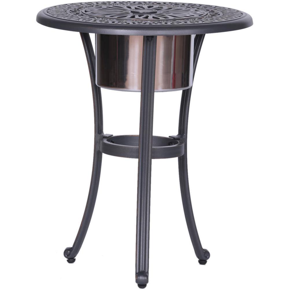 GC GATHERCRAFT Geneva Round Cast Aluminum Outdoor Bistro Table/Side ...