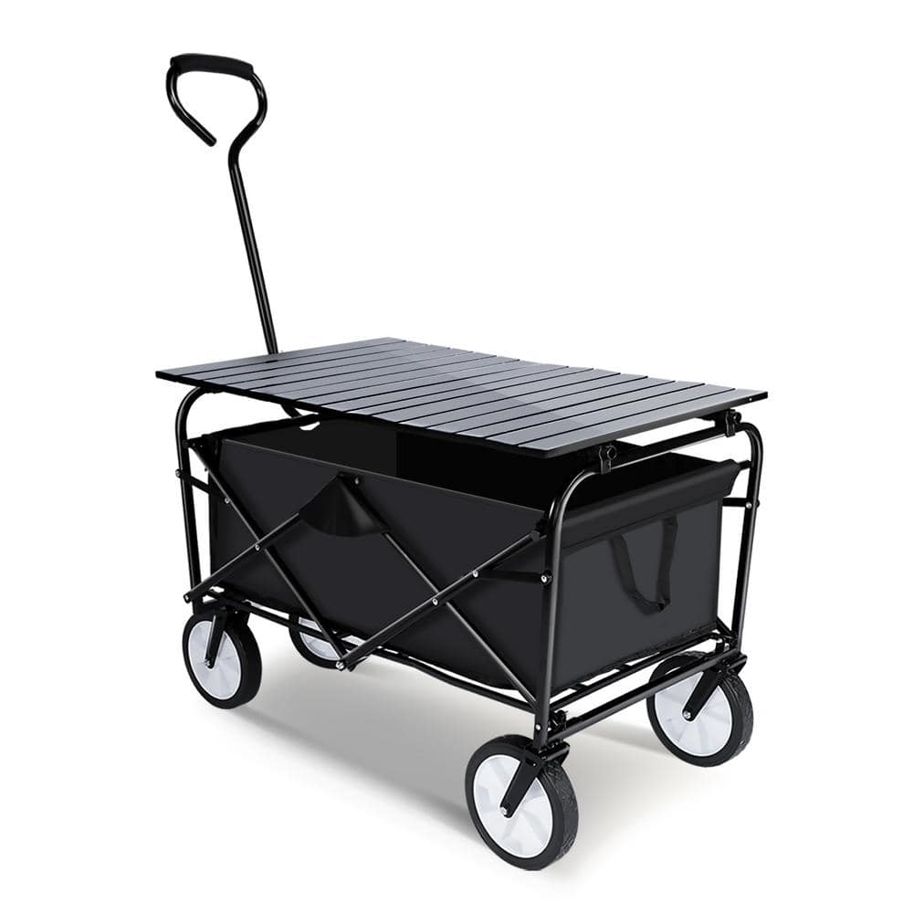 Sudzendf Black Portable Folding Outdoor Camping Cart Serving Cart with ...