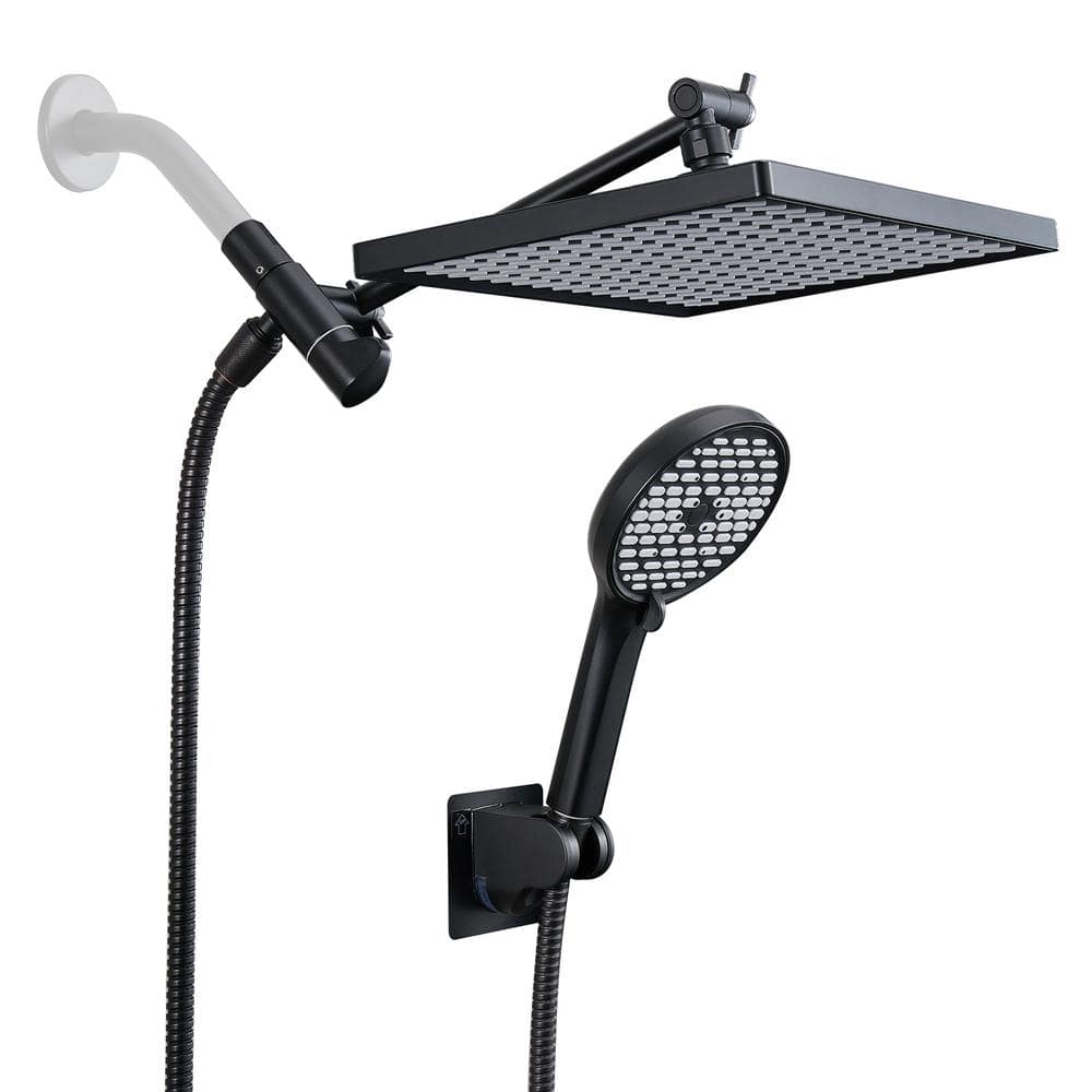 Heemli Rainfall Shower Head Combo 6-Spray 12 in. Wall Mount Dual Shower ...