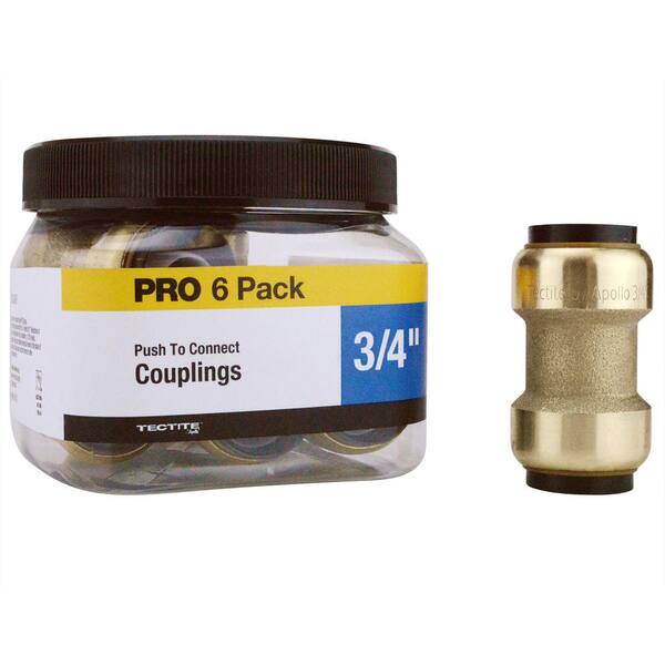 Tectite 3/4 in. Brass Push-To-Connect Coupling Pro Pack (6-Pack ...