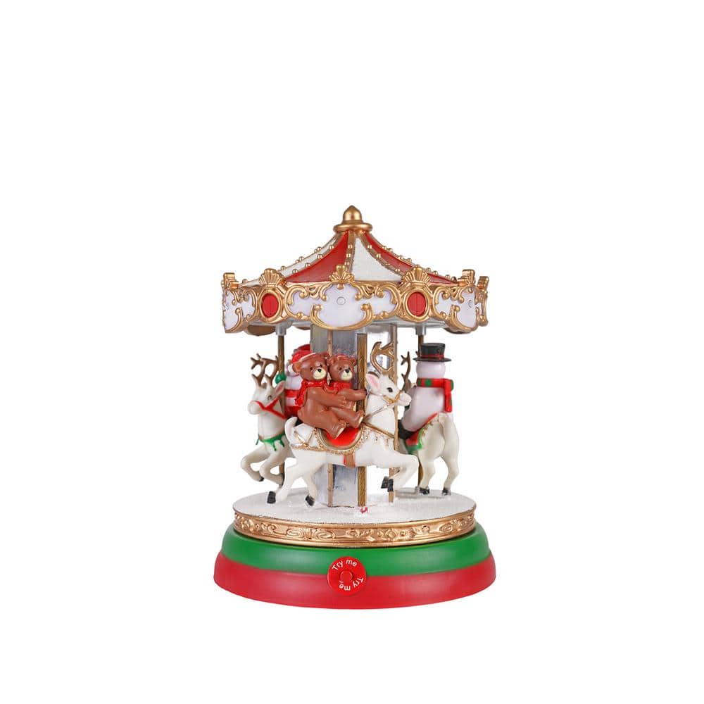 Home Accents Holiday 7 in. Animated Musical Lighted Carousel with LED ...