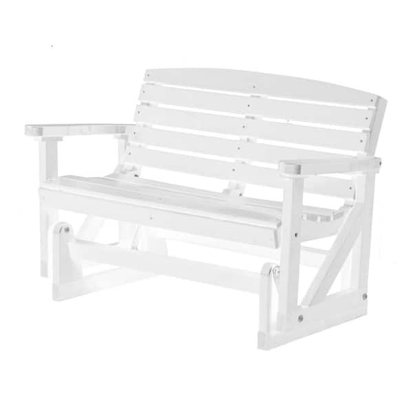 WILDRIDGE Classic 2-Person White Plastic Outdoor Glider LCC-209-BW ...