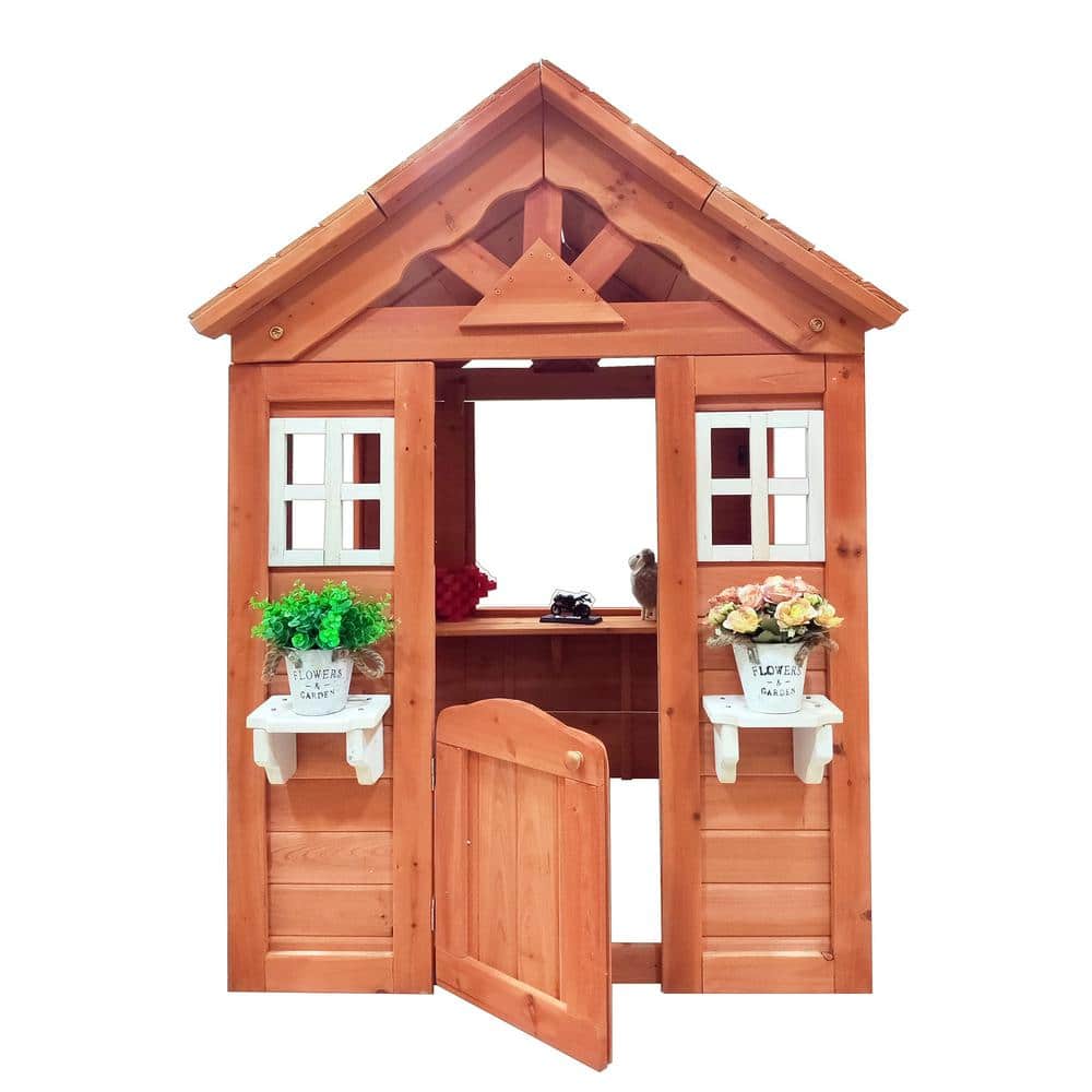 GOGEXX 42" L x 46" W x 55 in. H Wooden Kids Playhouse Children Game ...