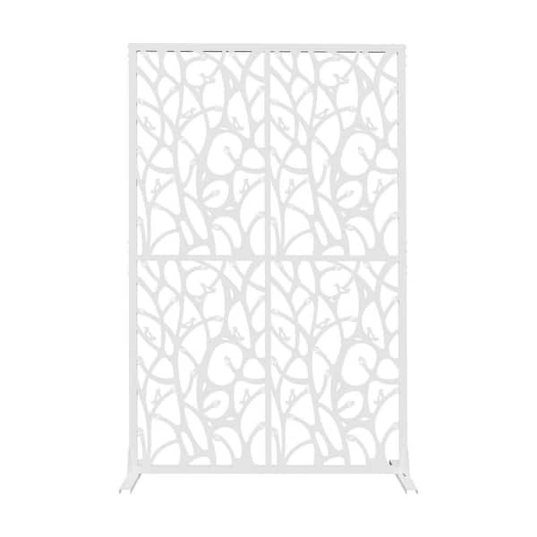 VAMOP 3.8 ft. x 6 ft. White Metal Privacy Screens with Free Standing ...