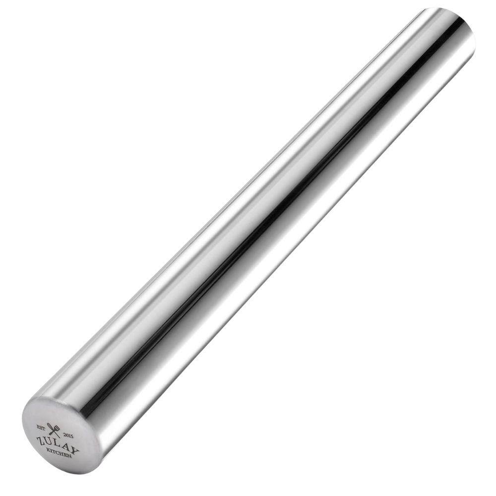Zulay Kitchen 16 in. Professional Stainless Steel Rolling Pin - Silver ...