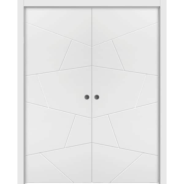 Sartodoors 60 in. x 96 in. 2 Panel Painted White Finished Solid Wood ...