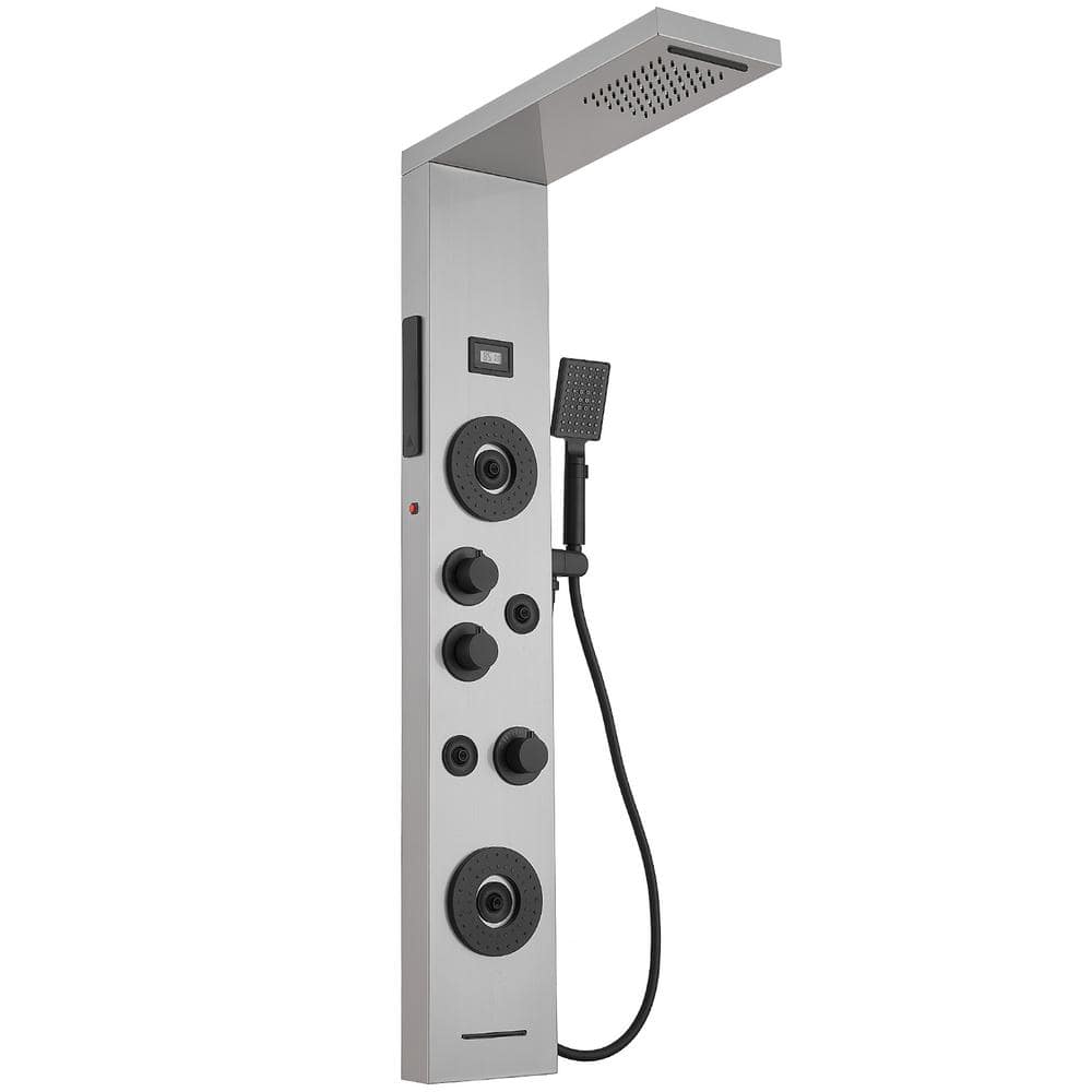 HOMEMYSTIQUE Dual 5-in-1, 4-Jet Shower Panel Tower System with Rainfall ...