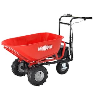 Sudzendf Red 6 cu. ft. Electric Steel Powered Wheelbarrow Cart Utility ...