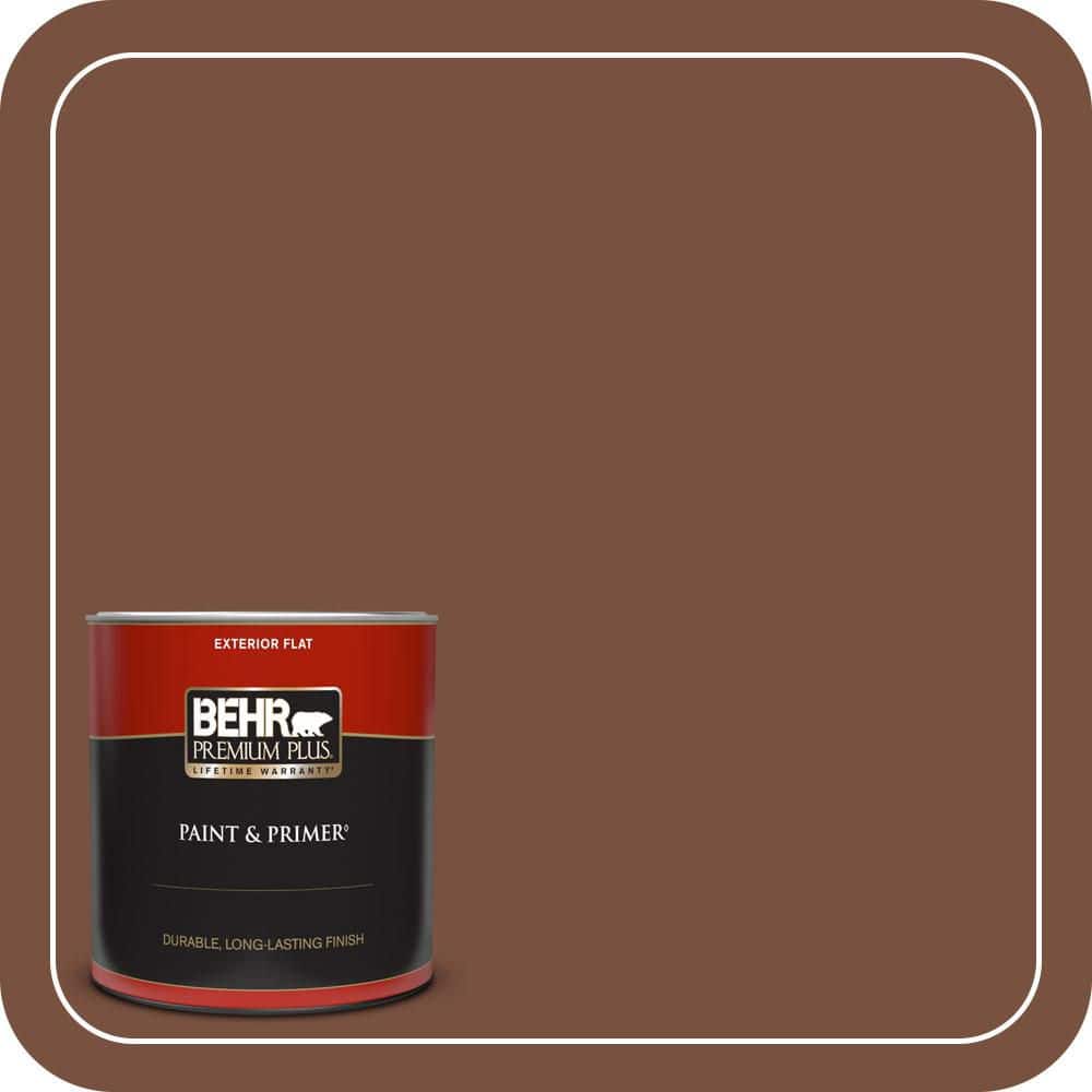 BEHR PREMIUM PLUS 1 qt. #S200-7 Earth Fired Red Flat Exterior Paint ...