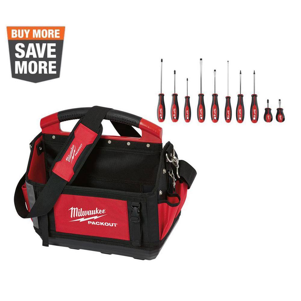 Milwaukee 15 in. PACKOUT Tote with Screwdriver Set (11-Piece) 48-22 ...
