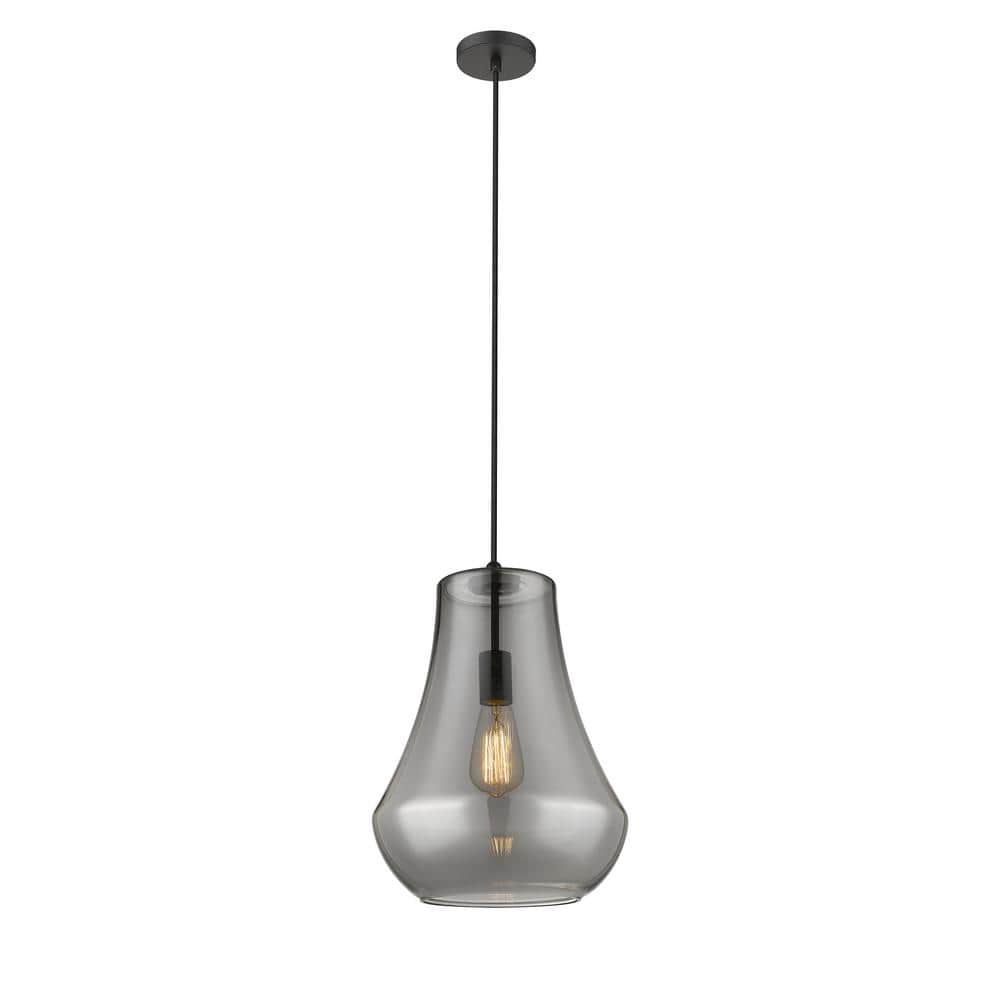 Innovations Fairfield 1-Light Matte Black Plated Smoke Shaded Pendant ...