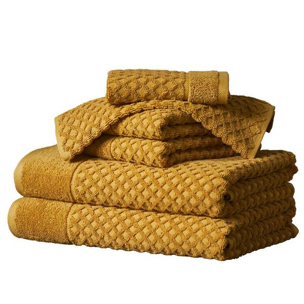 Reviews for FRESHFOLDS Yellow Cotton Lattice Textured 6-Piece Towel Set ...