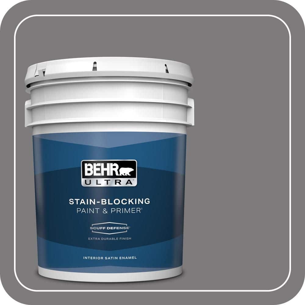 BEHR ULTRA 5 gal. #BXC-58 Stormy Gray Extra Durable Satin Enamel ...