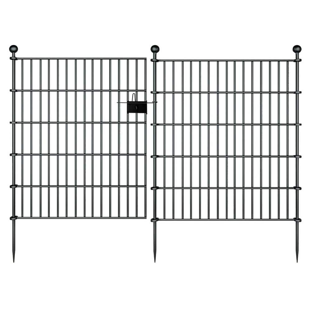 Afoxsos 32 in. 10-Panels Outdoor Garden Metal Fencing for Border Backyard, Dog Fence ...