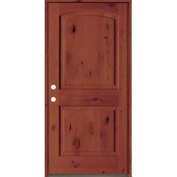 Krosswood Doors 36 in. x 80 in. Rustic Knotty Alder 2-Panel Arch Top ...