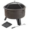 Pure Garden 26 in. Steel Round Woven Fire Pit with Cover M150075 - The ...