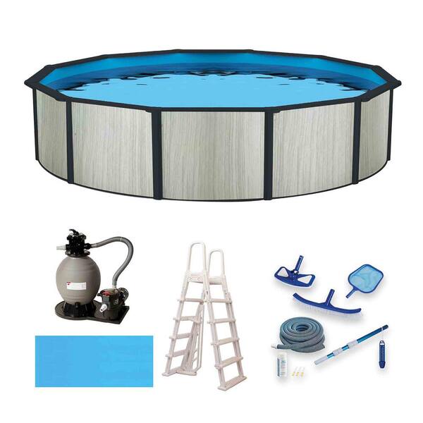 Blue Wave Savannah 30 ft. Round 52 in. Deep Steel Wall Pool Package ...
