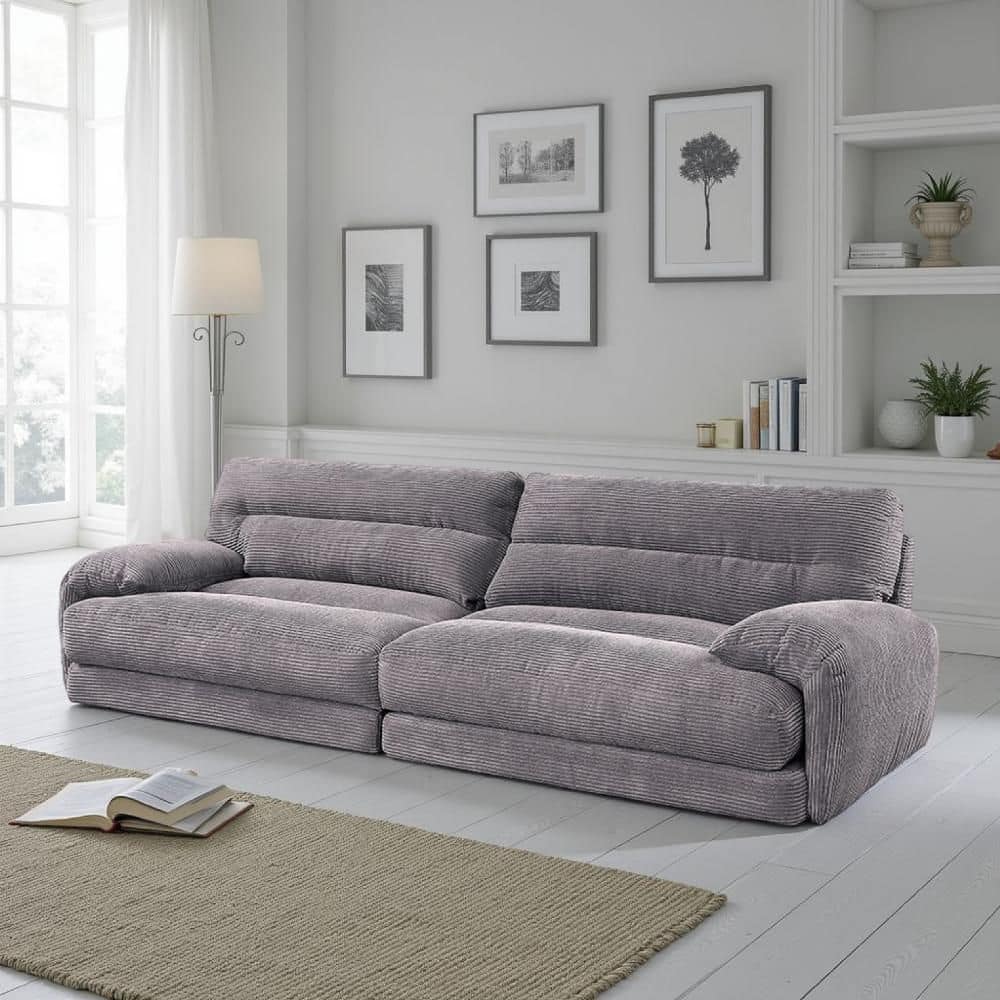 Benjara Enzo 42 in. Straight Arm Fabric Rectangle Sofa in Gray BM327231 ...