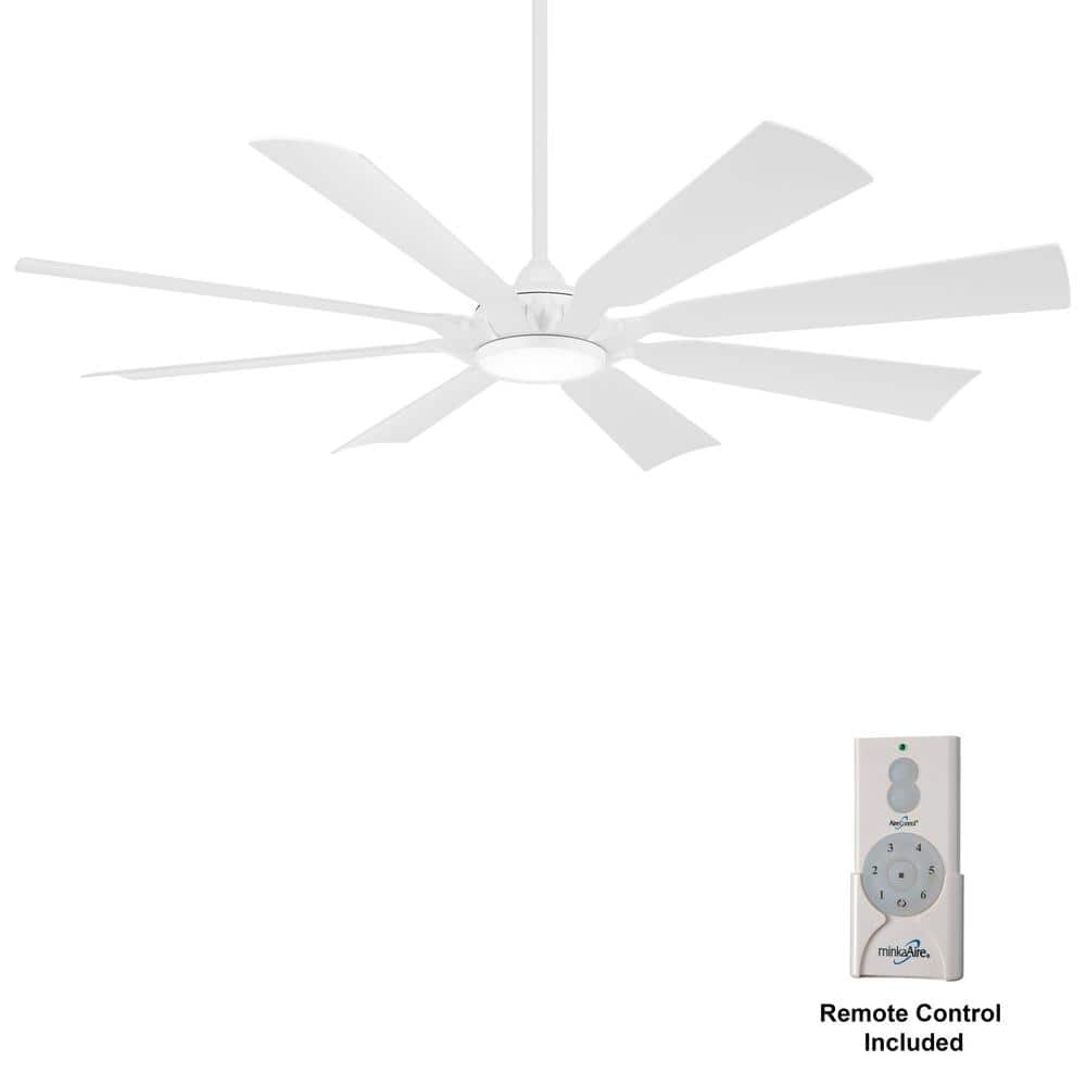 MINKA-AIRE Future 65 in. LED Indoor Outdoor Flat White Ceiling Fan with ...