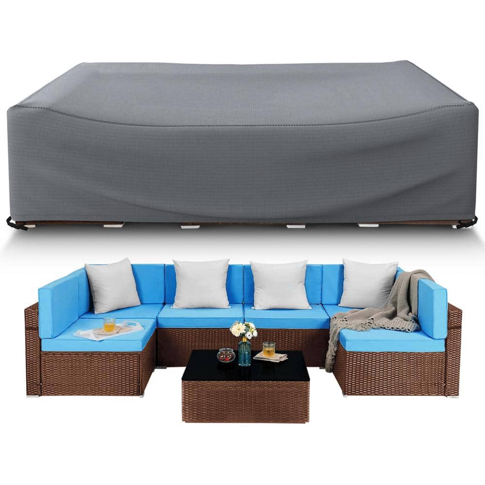 98 in. L x 98 in. W x 28 in. H Gray Waterproof Heavy-Duty Patio ...