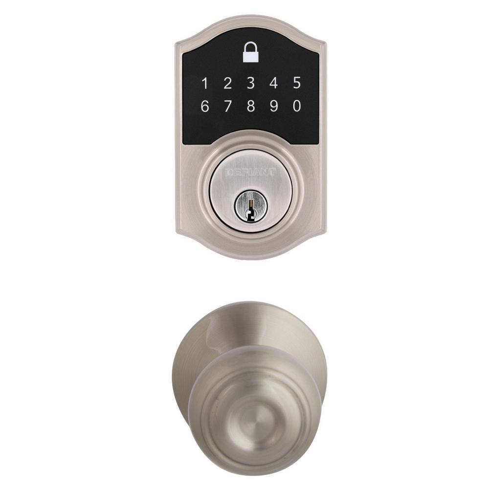 Defiant Compact Touch Castle Satin Nickel Deadbolt with Hartford Hall ...