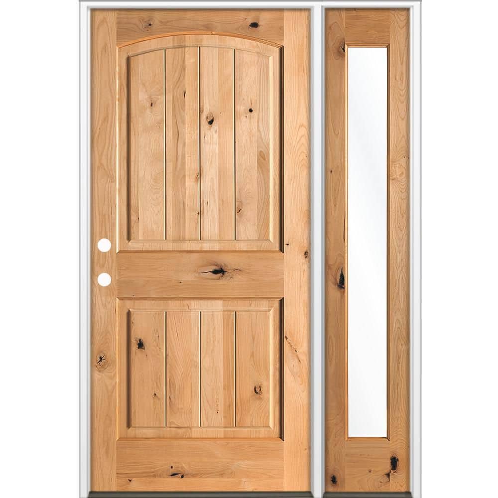Krosswood Doors 44 in. x 80 in. Knotty Alder Arch Top Right-Hand ...
