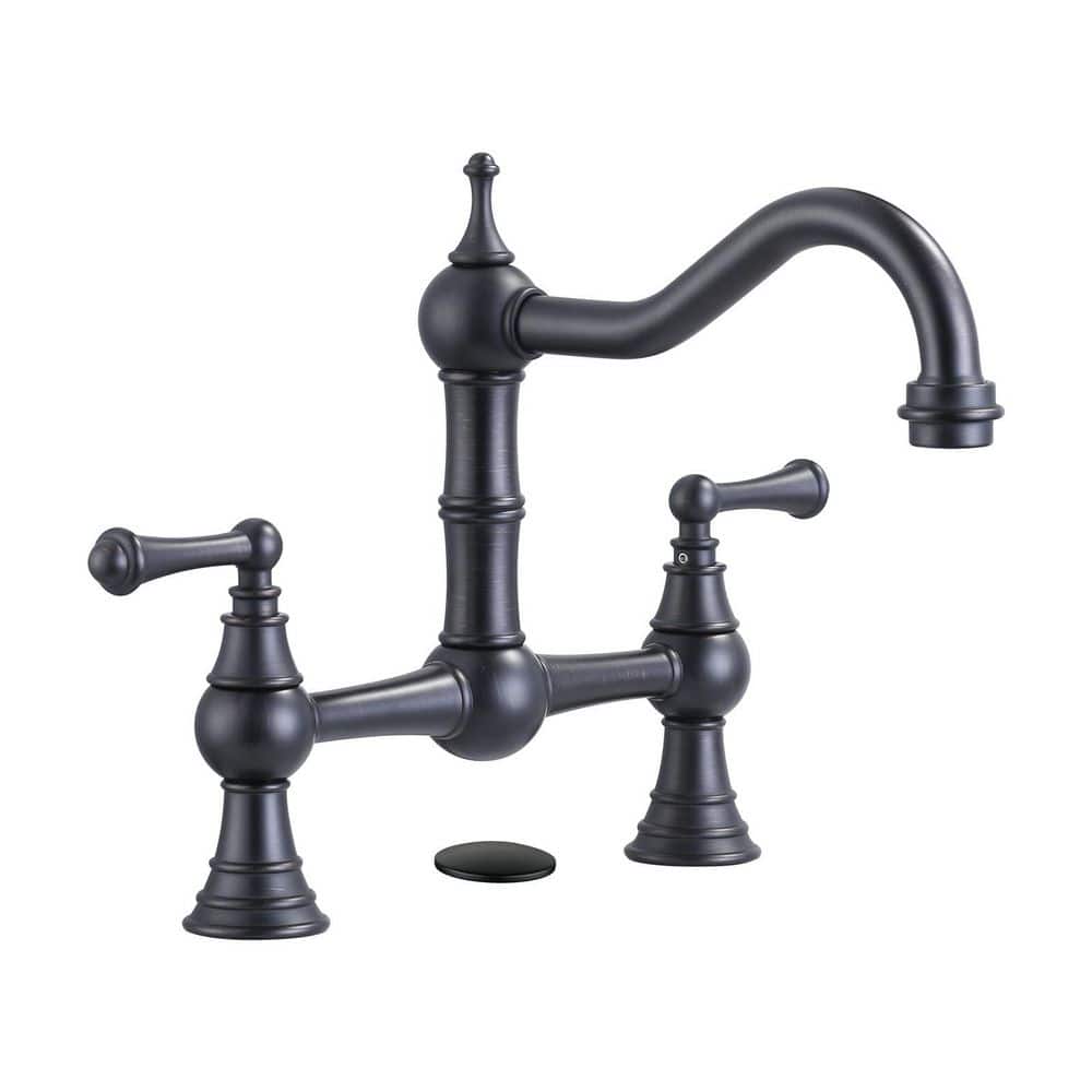 AVITAS Vintage Double Handle High Arc 2-3 Hole Brass Bridge Kitchen ...