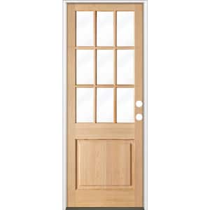 Krosswood Doors 36 in. x 96 in. Farmhouse Beveled 9-Lite Clear Glass ...