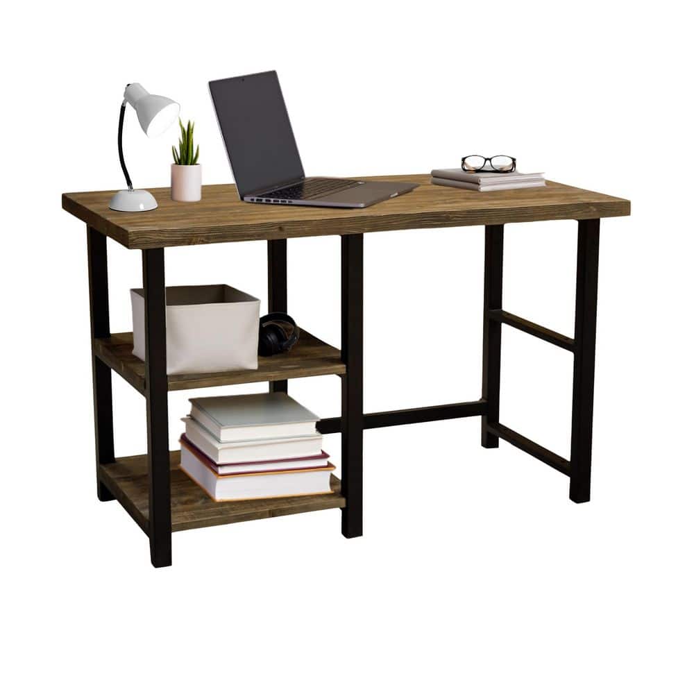 Alaterre Furniture Pomona 48 in. Solid Wood and Metal Study Desk with ...