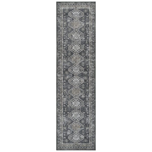 Amer Rugs Alaska Gray/Mustard 3 ft. x 10 ft. Medallion Runner Rug ...