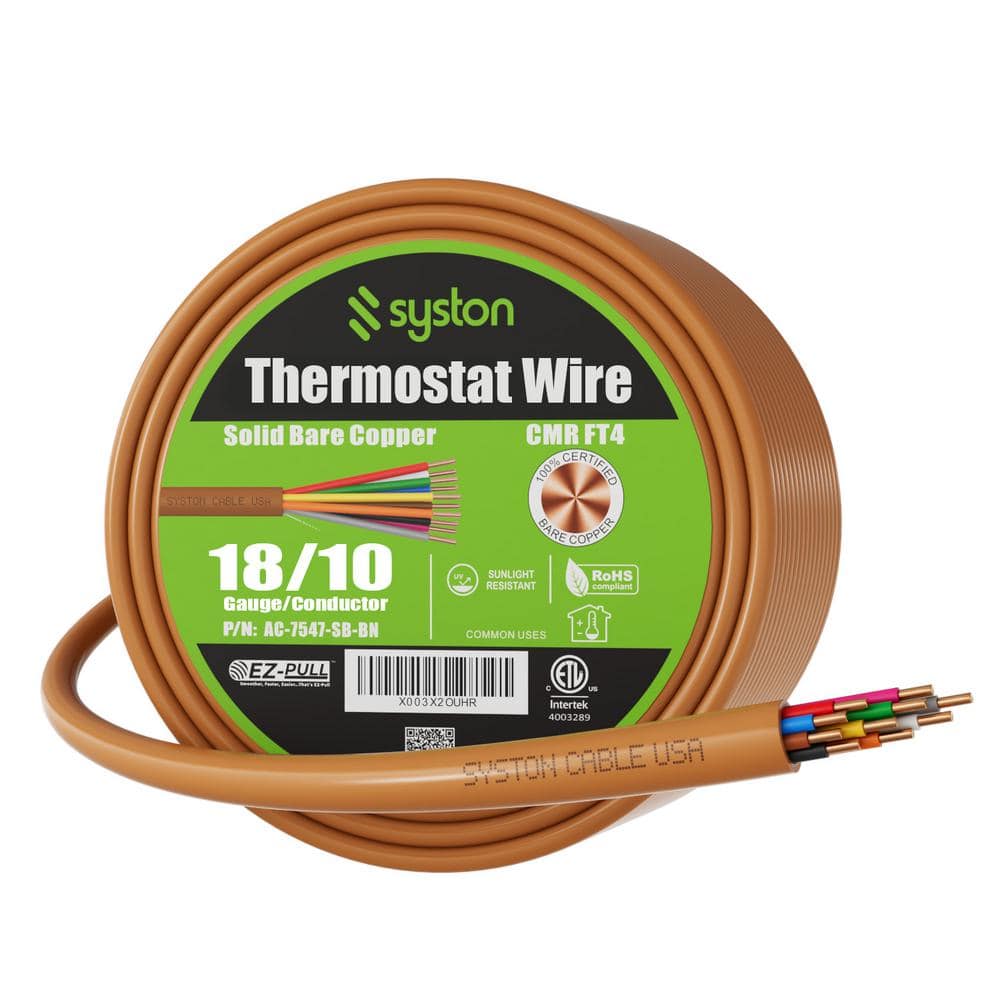 Syston Cable Technology 50 ft. 18/10 Brown Solid Bare Copper CMR/CL3R ...