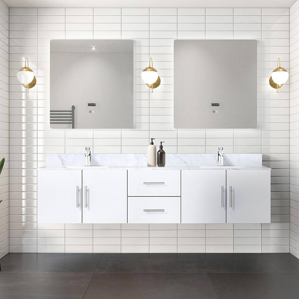 Reviews for Lexora Geneva 80 in. W x 22 in. D Glossy White Double Bath ...