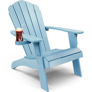 Mximu Oversize Modern Blue Outdoor Plastic Adirondack Chair with Large ...