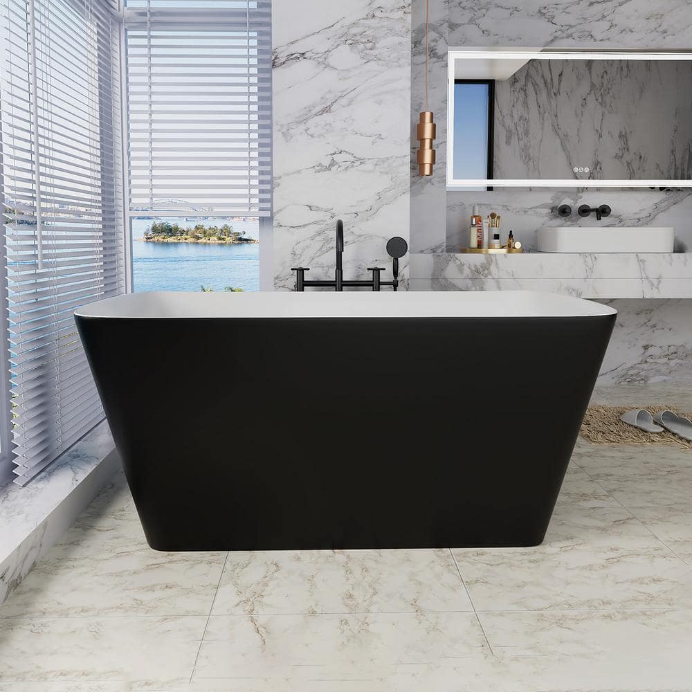 INSTER Muse 49 in. Acrylic Rectangle Flatbottom Freestanding Non ...