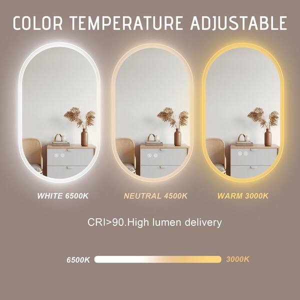 NTQ 24 in. W x 40 in. H Large Oval Backlit Frameless Wall NTQ 24 in. W x 40 in. H Large Oval Backlit Frameless Wall